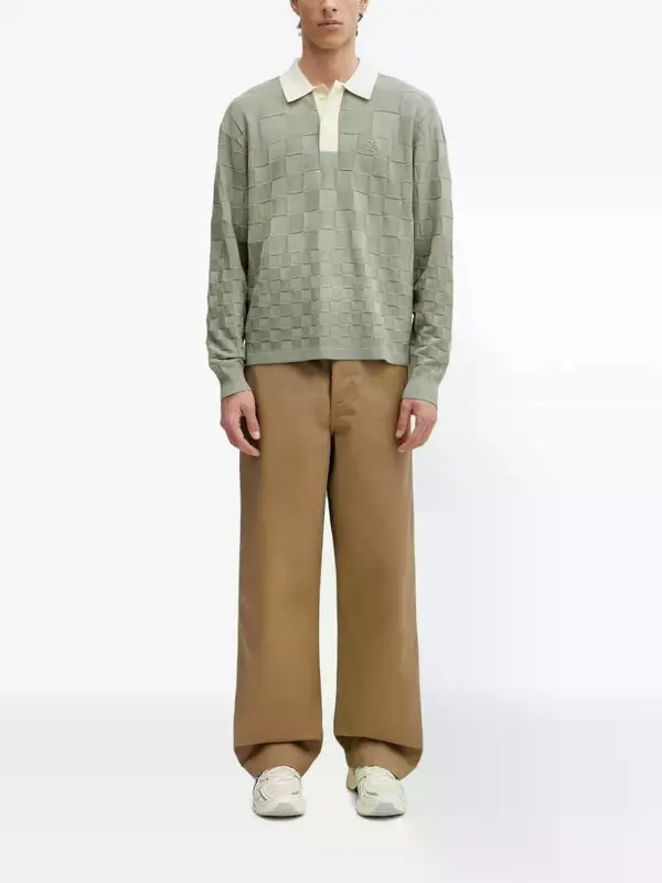Filling Pieces Rugbycheckerboard-knit Long-sleeve Sweatshirt