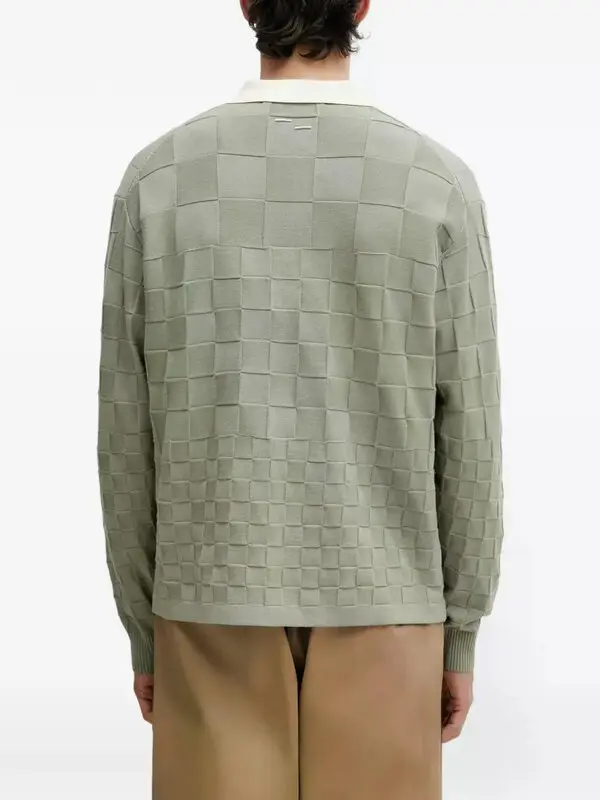 Filling Pieces Rugbycheckerboard-knit Long-sleeve Sweatshirt