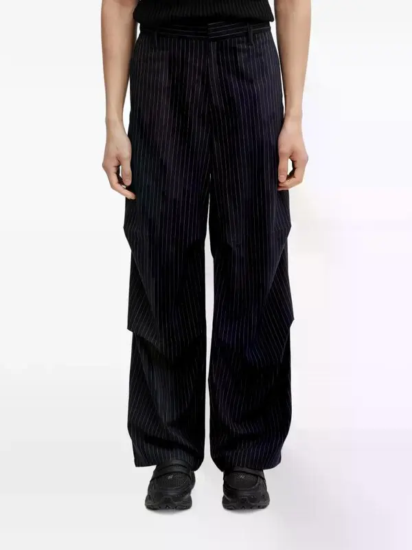 Filling Pieces Pinstripe-pattern Pleated Wide-leg Pants - Blue