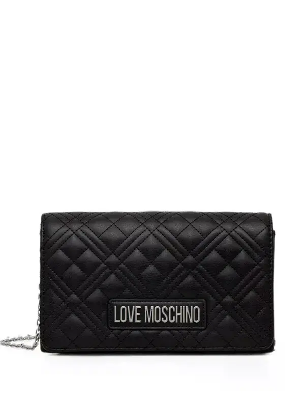 Moschino Logo-lettering Quilted Crossbody Bag - Black
