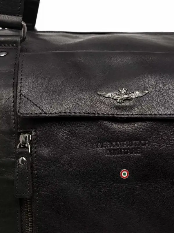 AERONAUTICA MILITARE Logo Plaque Leather Holdall