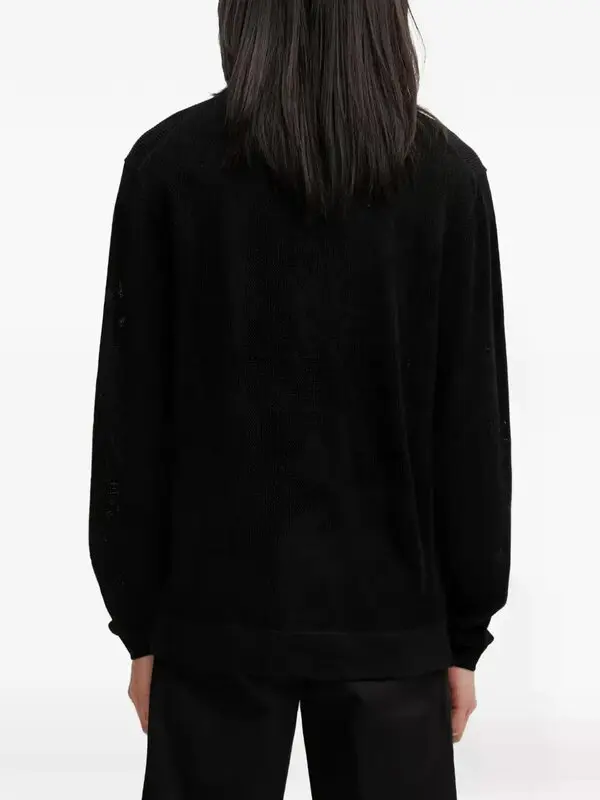 Filling Pieces Breaking Bread Logo-jacquard Mesh Cardigan