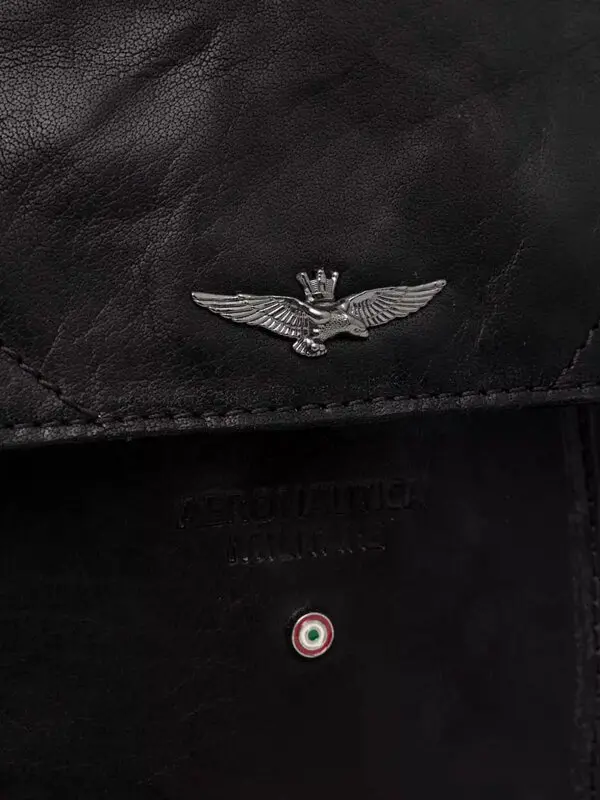 AERONAUTICA MILITARE Logo Plaque Leather Belt Bag
