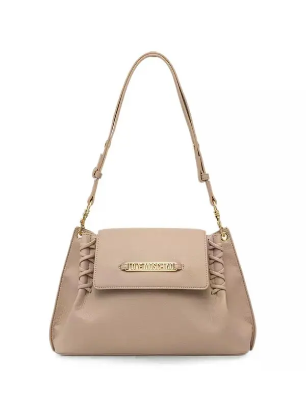Moschino Logo-lettering Whipstitched Shoulder Bag - Neutrals