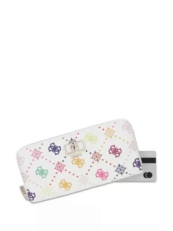 Guess Emelie Logo-print Zip-around Wallet - White