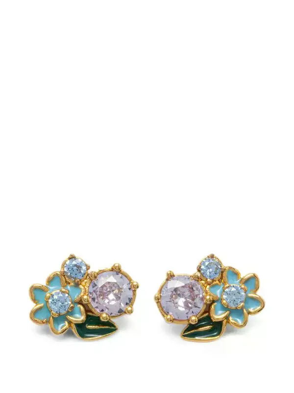 Guess Floris Crystal-embellished Floral Earrings - Gold