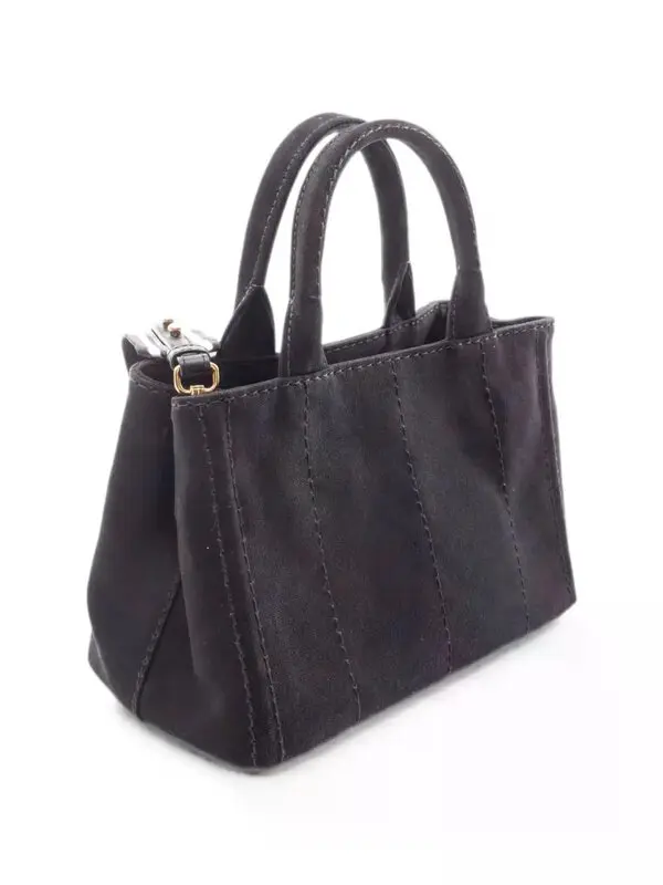 Prada Canapa Logo Print Tote Bag - Black