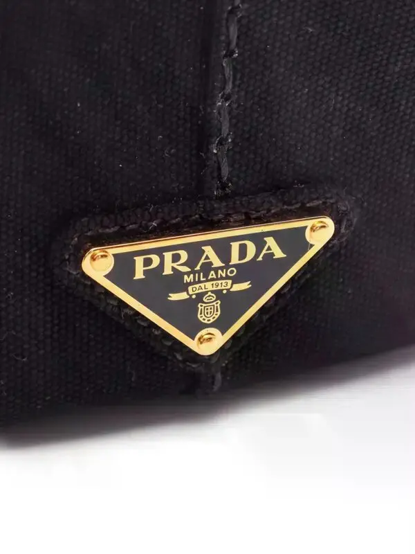 Prada Canapa Logo Print Tote Bag - Black