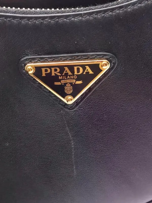Prada Arke Leather Handbag - Black