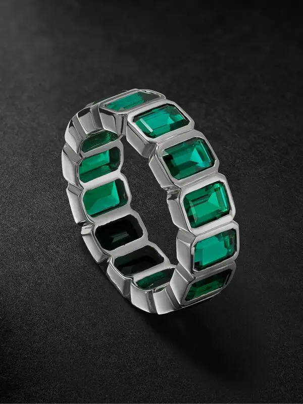 42 SUNS 14-karat White Gold Emerald Eternity Ring - Green