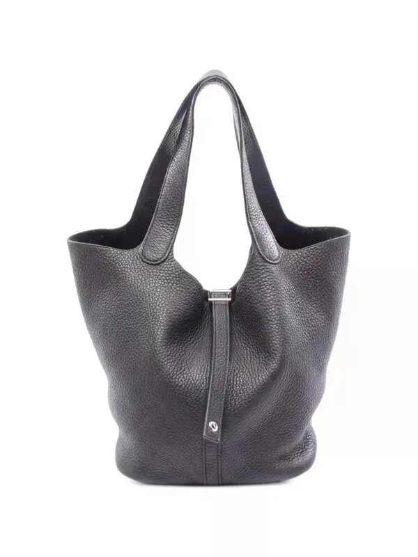 Hermès 2016 Mm Picotin Lock Leather Tote Bag - Black