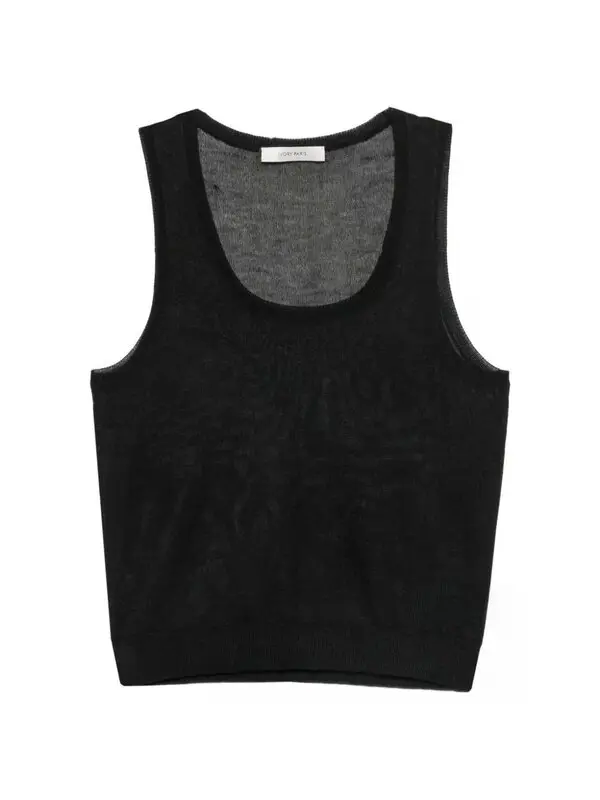 IVORY PARIS Serena Scoop-neck Ribbed-knit Top - Black