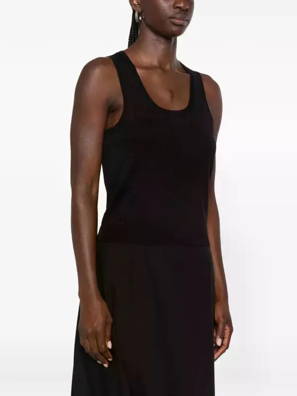 IVORY PARIS Serena Scoop-neck Ribbed-knit Top