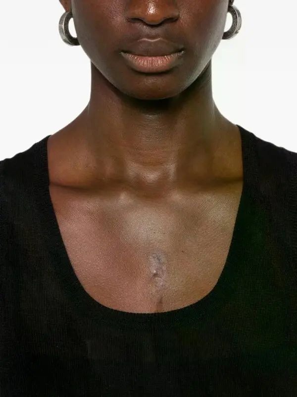 IVORY PARIS Serena Scoop-neck Ribbed-knit Top