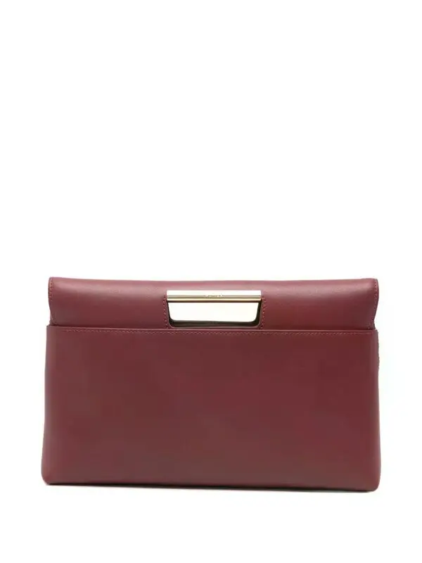 Furla Logo-engraved Clutch Bag With Cut-out Handle - Red
