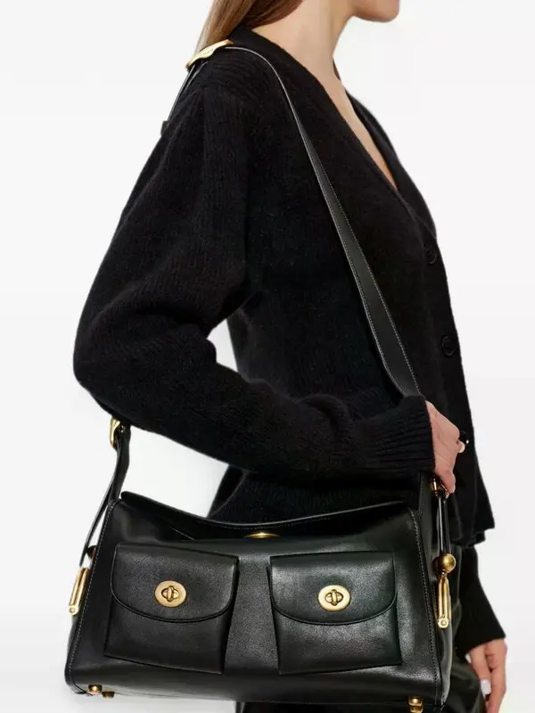 COACH Turnlock Haversack Leather Shoulder Bag