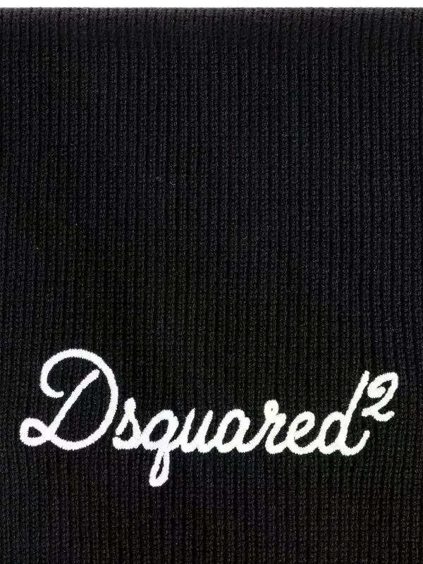 Dsquared2 Logo-embroidered Ribbed-knit Scarf
