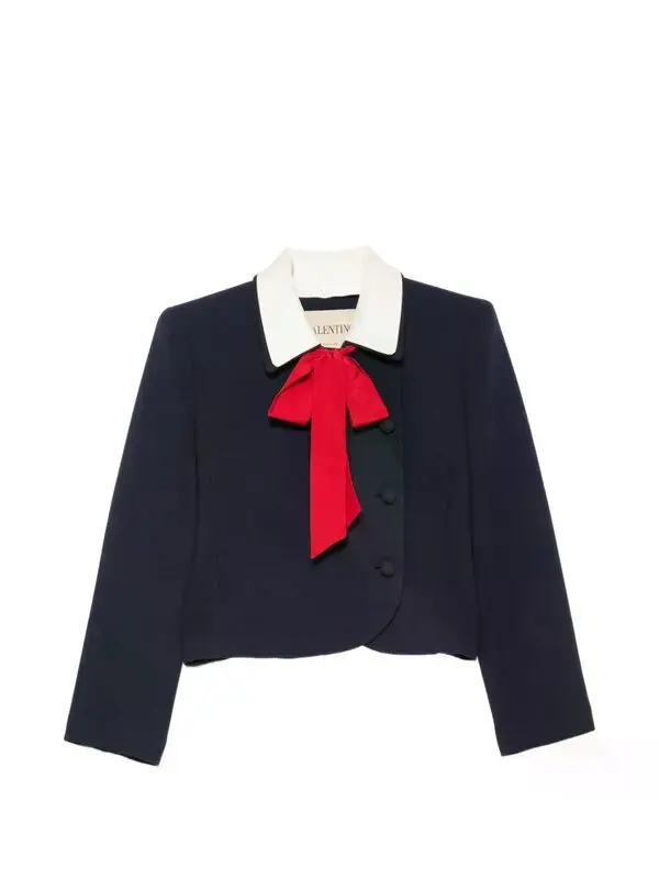 Valentino Garavani Cropped Jacket With Bow Detail - Blue
