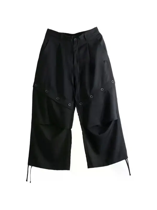 Y3 Button-embellished Drawstring-hem Trousers - Black