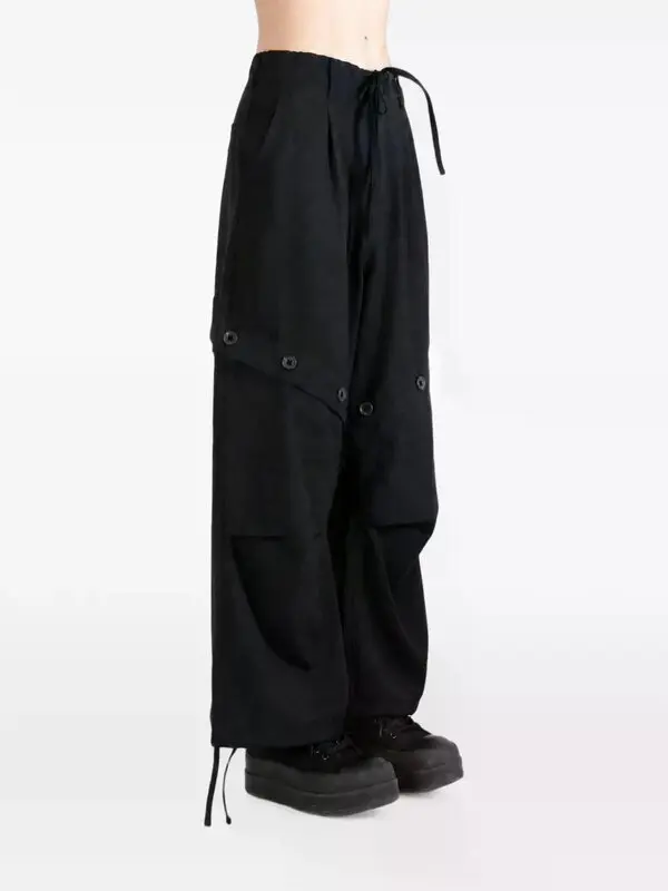 Y3 Button-embellished Drawstring-hem Trousers