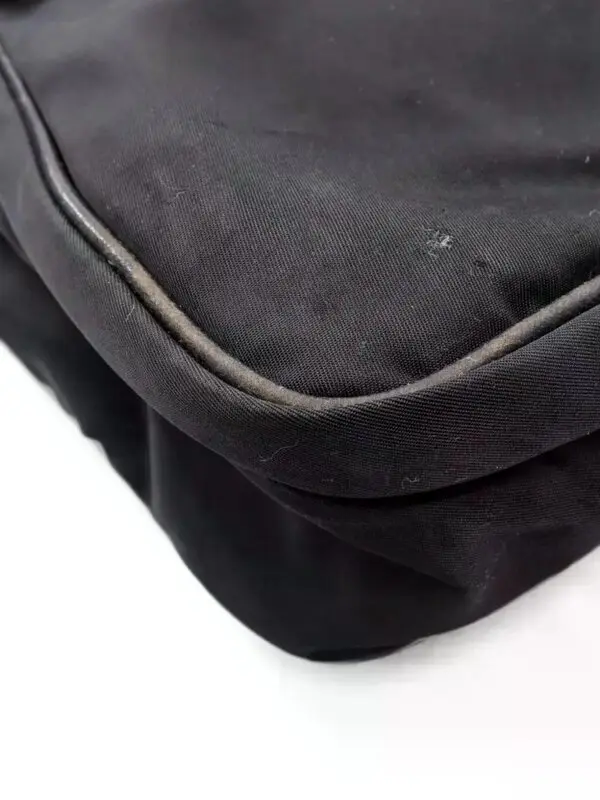 Prada Calf Leather Trim Logo Plate Crossbody Bag