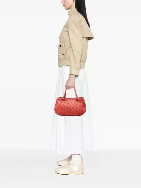 Bottega Veneta Nappa Intrecciato Top Handle Bag - Orange