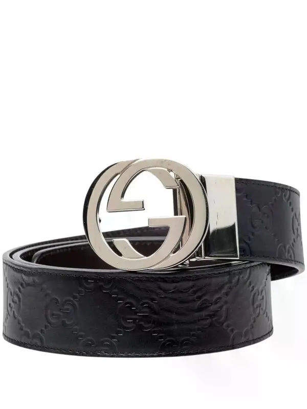 Gucci 2000-2015 Guccissima Interlocking G Buckle Reversible Belt - Black