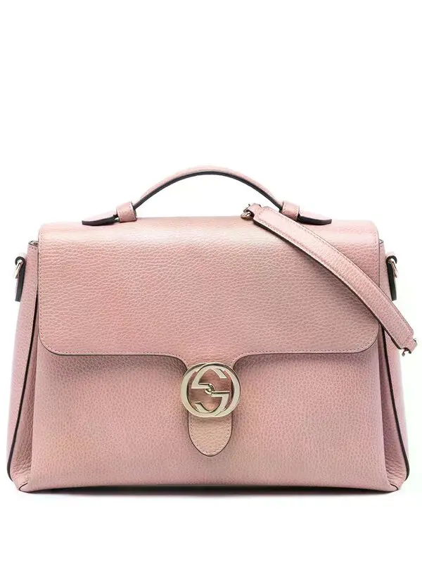 Gucci 2016-2026 Medium Dollar Calfskin Interlocking G Satchel - Pink
