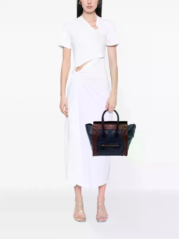 Celine 2011 Mini Tricolor Leather Luggage Tote Bag - Blue