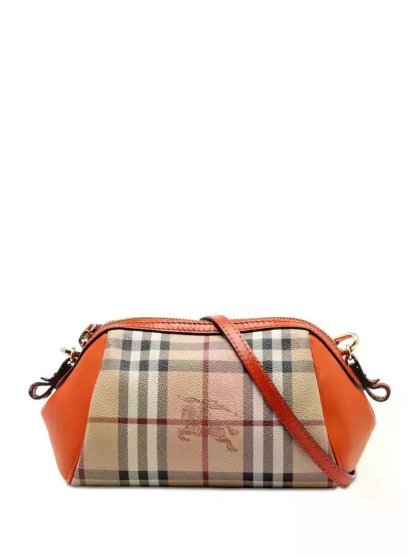 Burberry 2010-2017 Mini Haymarket Check Coated Canvas Blaze Crossbody Bag - Orange