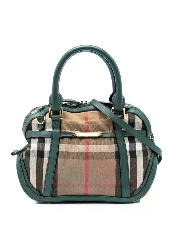 Burberry 2000-2017 Small Leather Trimmed House Check Canvas Bridle Orchard Satchel - Neutrals