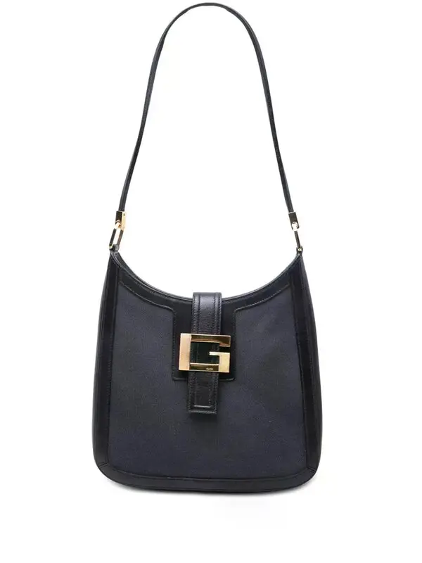 Gucci 2000-2015 Bicolor Canvas And Calfskin Shoulder Bag - Grey