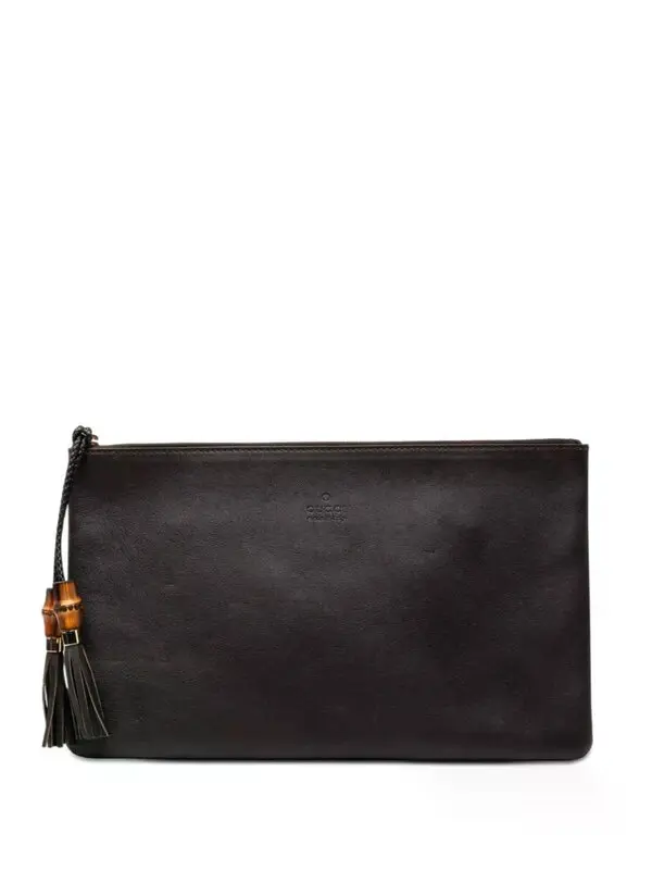Gucci 2000-2015 Calfskin Bamboo Tassel Clutch Bag - Brown