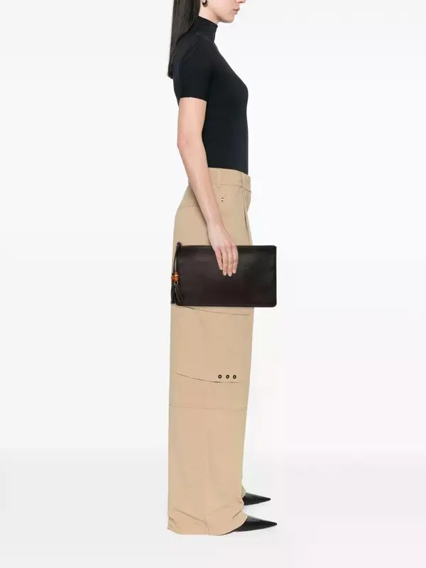 Gucci Calfskin Bamboo Tassel Clutch Bag