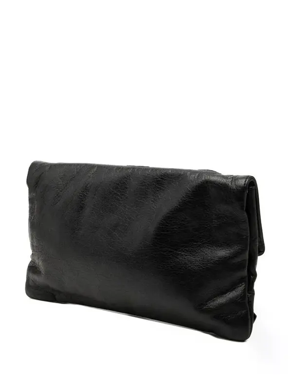 Balenciaga Lambskin Leather Motocross Giant 21 Envelope Clutch Bag - Black