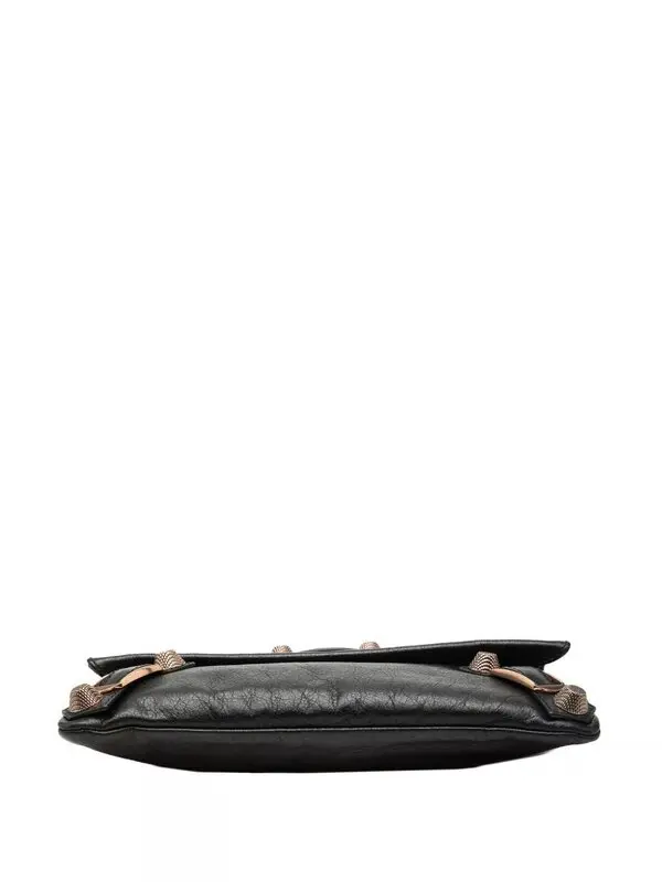 Balenciaga Lambskin Leather Motocross Giant 21 Envelope Clutch Bag - Black