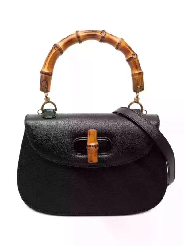 Gucci 2010-2026 Grained Calfskin Bamboo Night Satchel - Black
