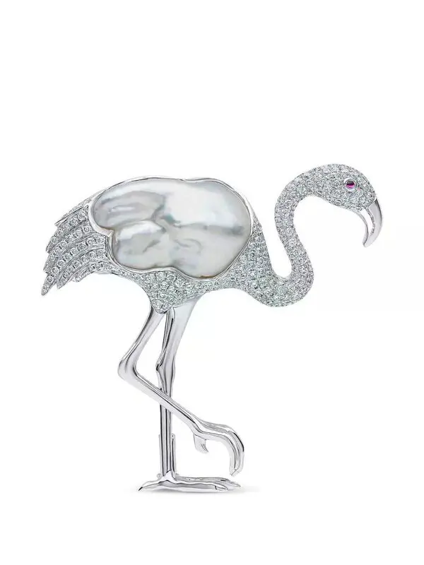 Yoko London South Sea Pearl And Diamond Brooch - Silver