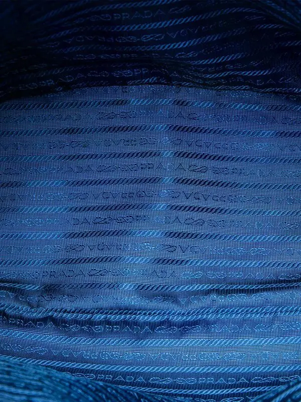 Prada Saffiano Trimmed Nylon Zip Top Convertible Tote - Blue