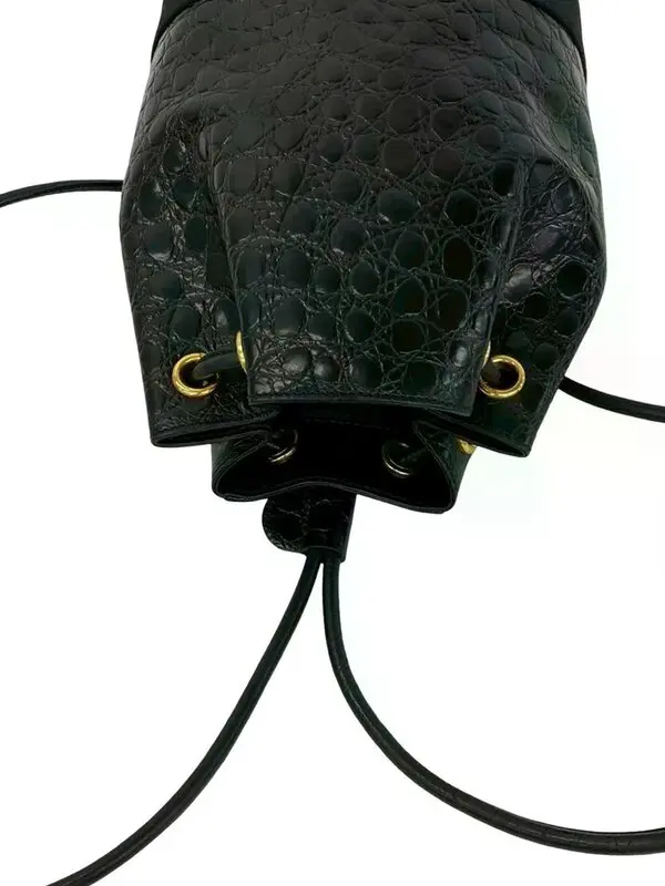 FERRAGAMO 1990-2000 Embossed Leather Vara Drawstring Backpack