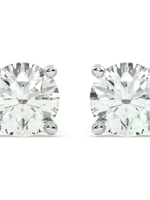 DIAMOND ESSENTIALS Diamond Solitaire Stud Earrings In 14k White Gold - Silver