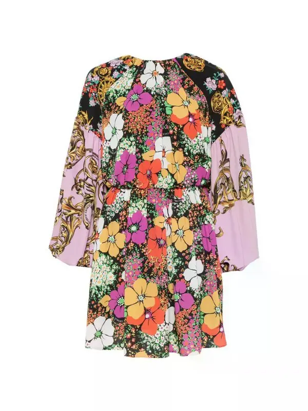 Versace Floral-print Mini Dress - Black