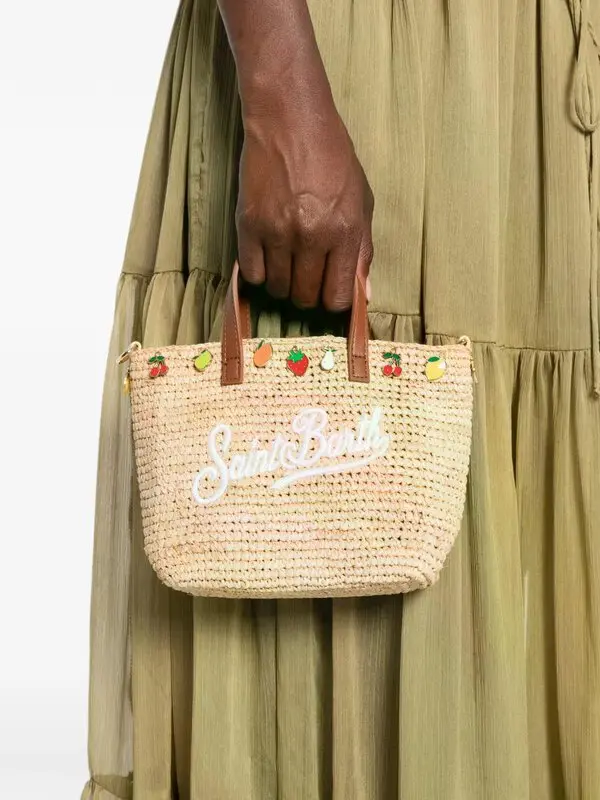 MC2 SAINT BARTH Raffia Tote Bag With Fruit Charms - Neutrals