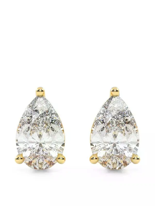 Diamond Essentials 14k Yellow Lab-grown Pear-cut Diamond Solitaire Stud Earrings - Gold
