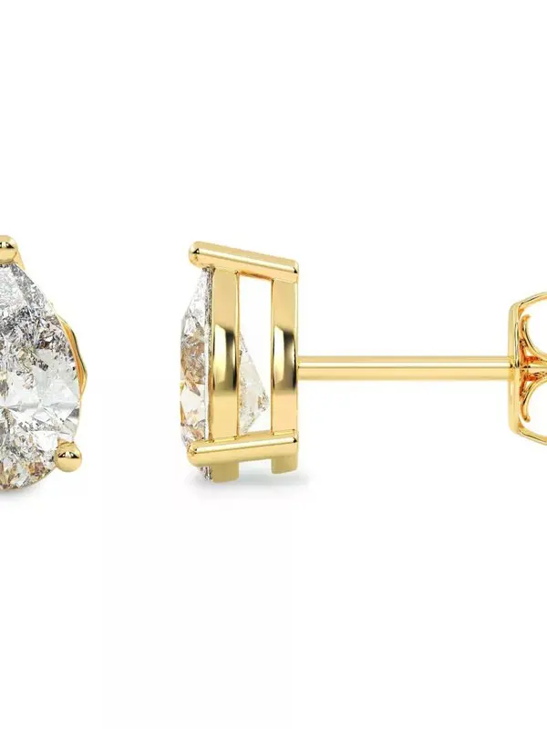 Diamond Essentials 14k Yellow Lab-grown Pear-cut Diamond Solitaire Stud Earrings