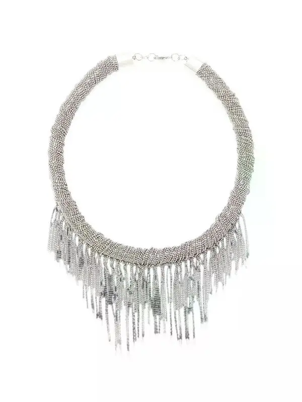Fabiana Filippi Beaded Fringe Necklace - Silver