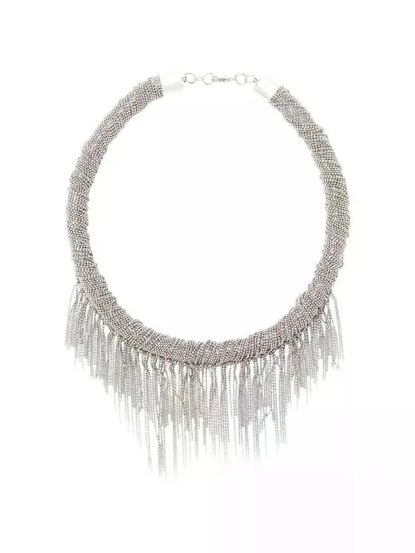 Fabiana Filippi Beaded Fringe Necklace - Silver