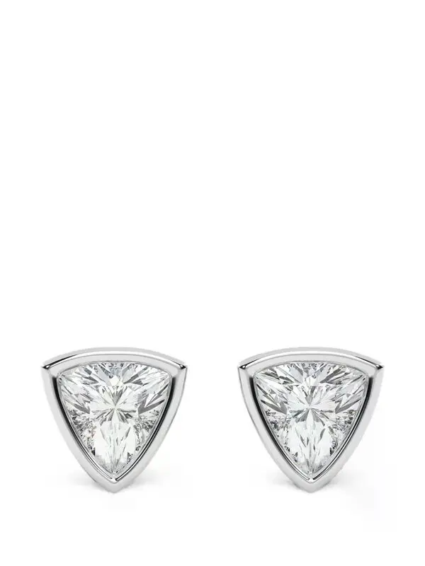 Diamond Essentials 14k White Gold Bezel-set Trillion-cut Lab Grown Diamond Stud Earrings