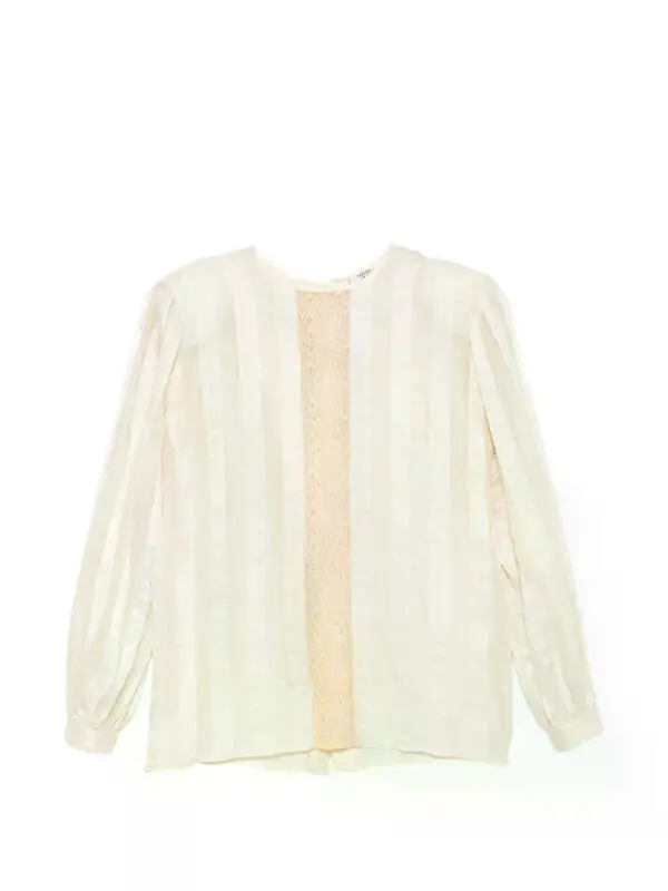 Valentino Garavani 1980s Lace-panel Striped Blouse