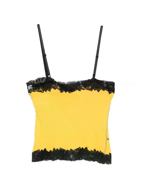Dolce & Gabbana 2000s Lace-trim Graphic-print Top